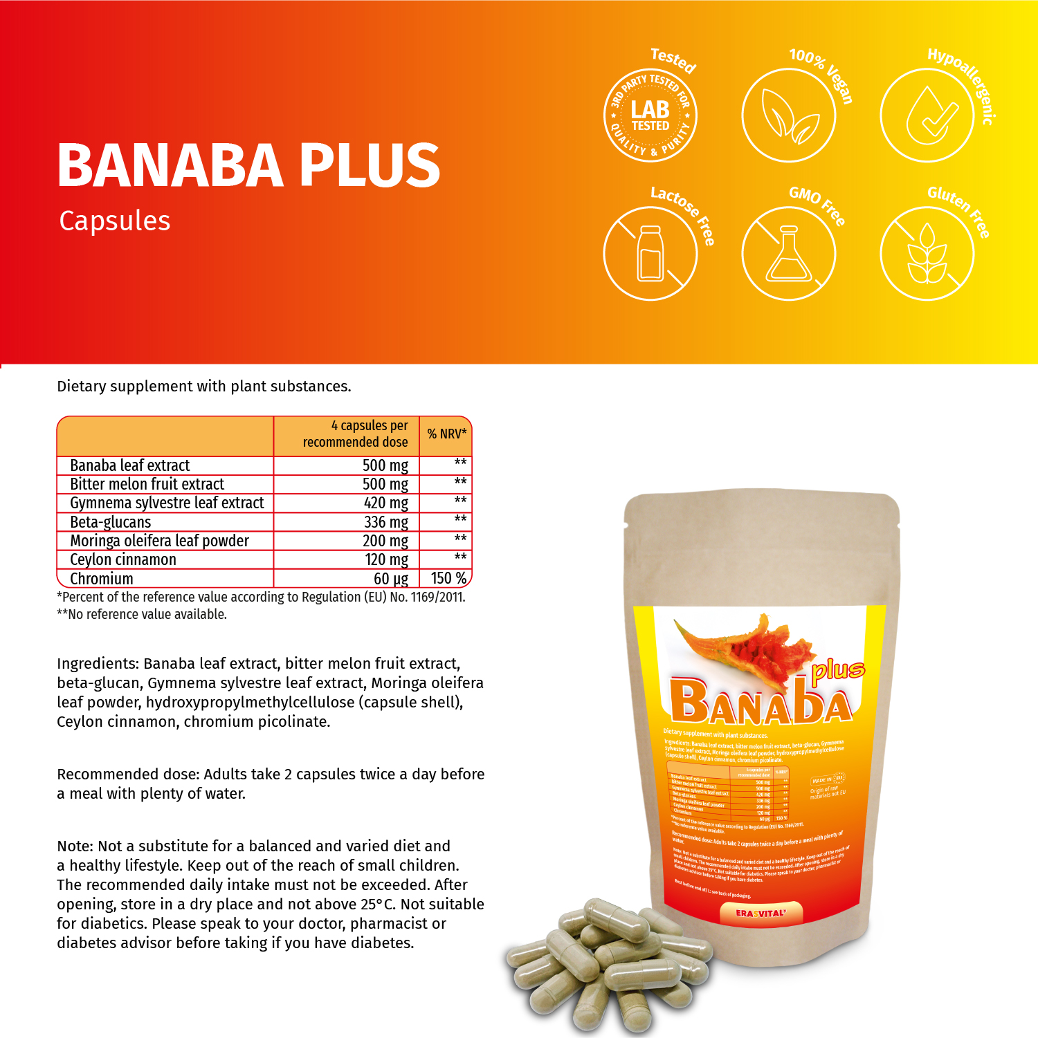 Banaba Plus mit Bittermelone, Gymnema und Beta-Glucan | ERASVITAL