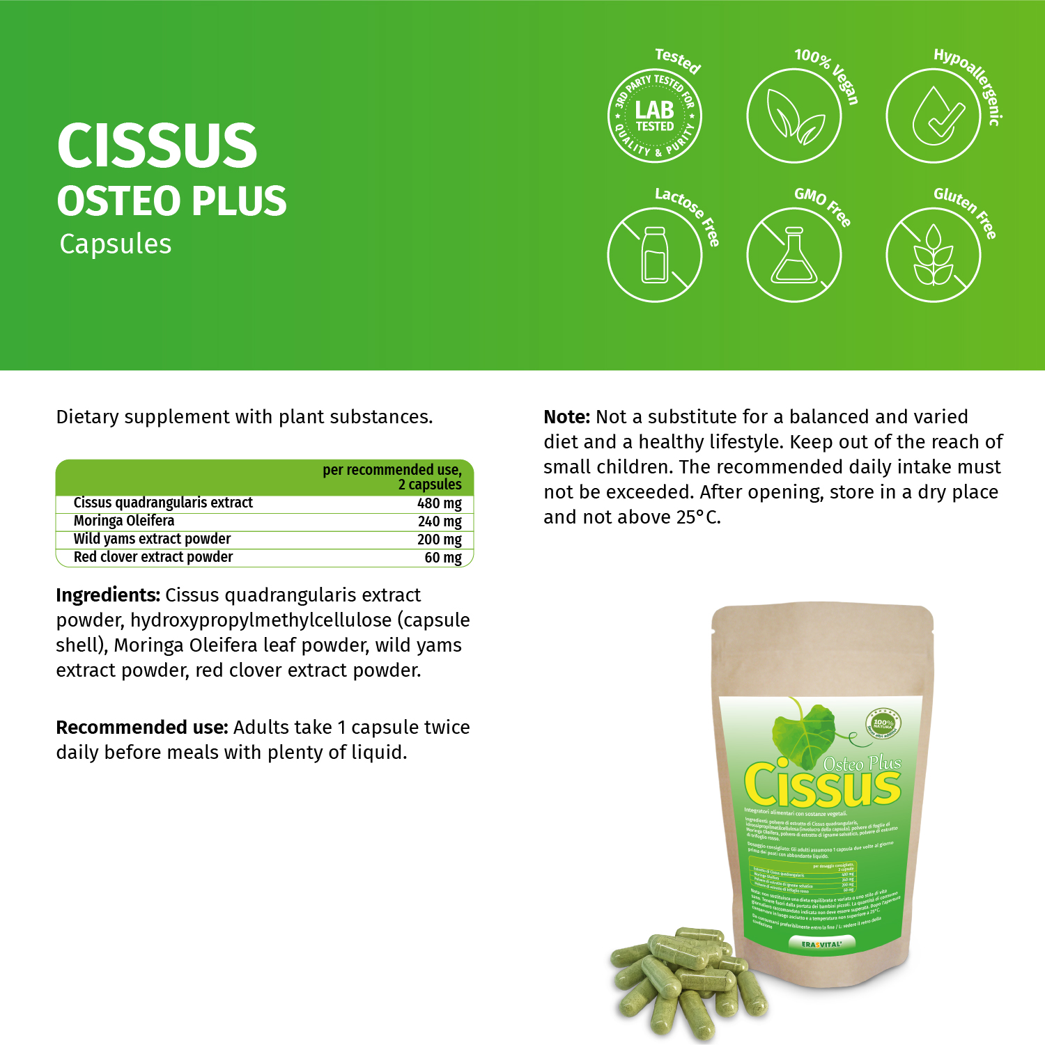 Cissus Osteo Plus Kapseln | ERASVITAL
